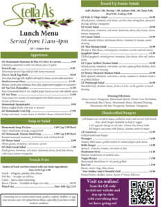 Menu – Stella A’s Bar & Grill